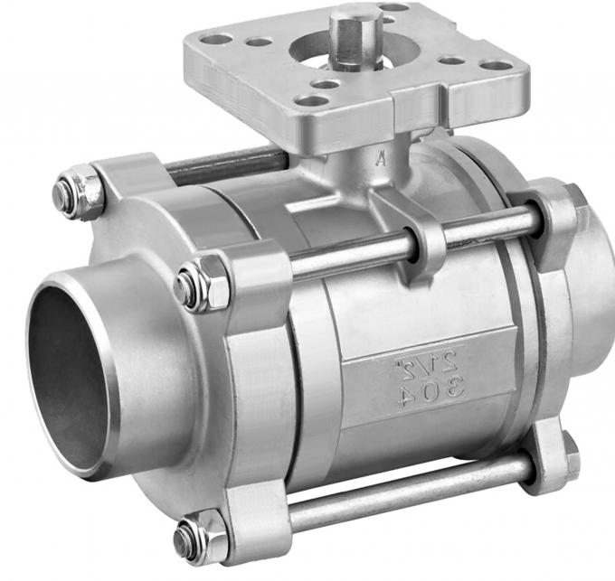 Pneumatic 3 Piece Butt Welding Ball Valve With Thrust Bearing