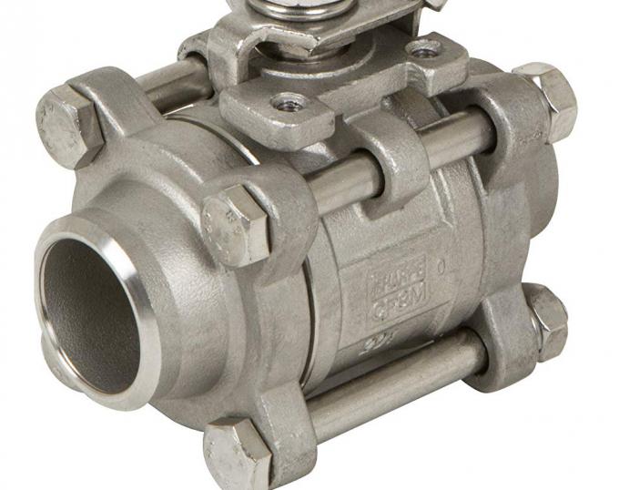 Pneumatic 3 Piece Butt Welding Ball Valve With Thrust Bearing