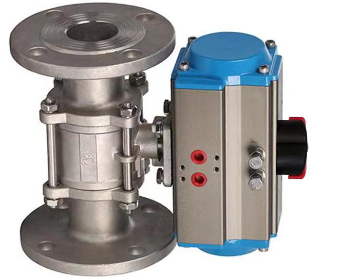 Pneumatic High Pressure Ball Valve Three Piece Flanged Industrial Ball ...